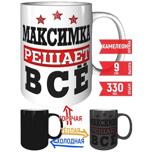 Кружка Максимка решает всё - хамелеон, с изменением цвета.