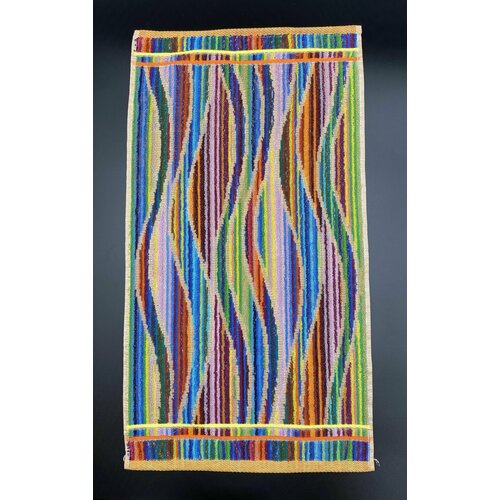 Полотенце махровое ручное в подарок Разноцветные Волны 30*60 см