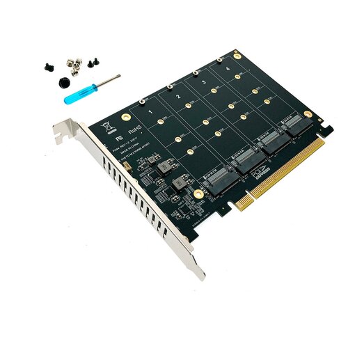 Контроллер PCI-E, 4 порта M.2 NVMe, модель PCIe4NVME, Espada