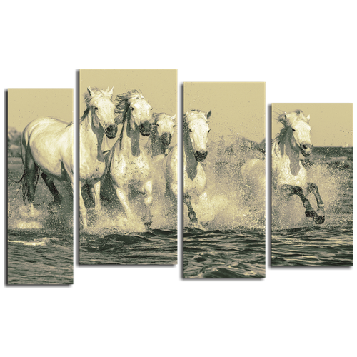 Модульная картина Белые лошади 139х87 см