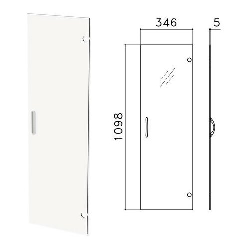 Дверь стекло, средняя, "Канц", 346х5х1098 мм, без фурнитуры, ДК35