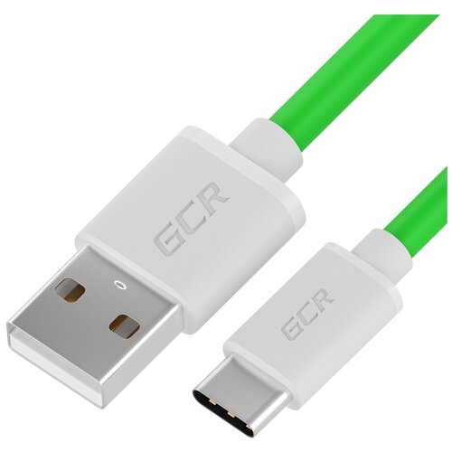 Кабель GCR USB - USB Type-C (GCR-UCQC2), 0.25 м, 1 шт., зеленый/белый