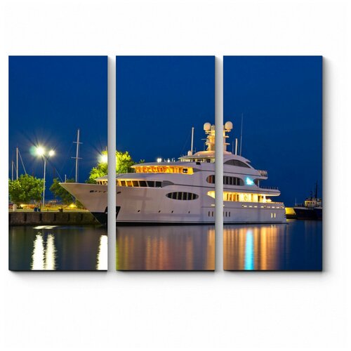 Модульная картина Красавица-яхта в ночном порту 80x57