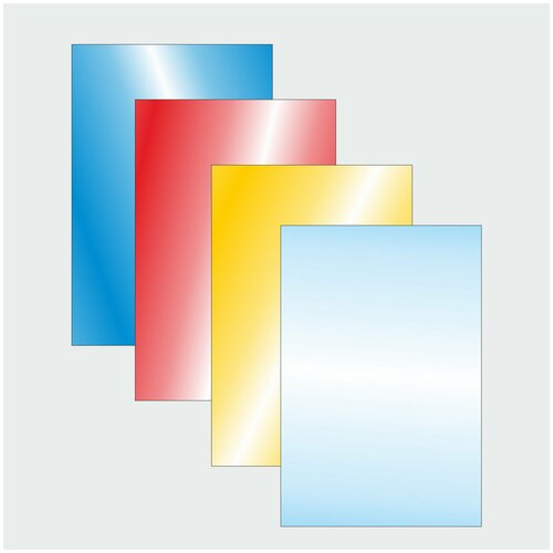 Набор самоклеющейся световозвращающей (светоотражающей) пленки 4 цветов А5 формата 15х20 (Синий, Красная, Желтый, Белый)