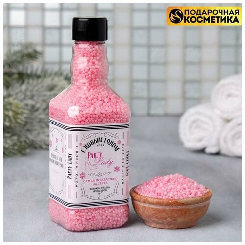 Соляной жемчуг для ванны во флаконе-бутылочке «С Новым годом!» с ягодным ароматом - 190 гр, цвет не указан