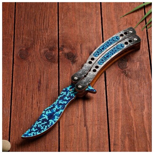 Сувенир деревянный "Нож Бабочка" голубой