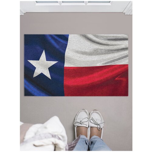 Придверный коврик в прихожую JoyArty "Техасский мятый флаг" для обуви, на резиновой основе, 75x45 см