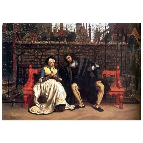 Репродукция на холсте Марагрита и Фауст в саду ( Faust and Marguerite in the Garden) Тиссо Джеймс 57см. x 40см.