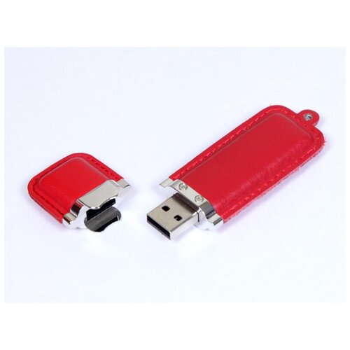 Кожаная флешка классической прямоугольной формы (32 Гб / GB USB 3.0 Красный/Red 215 Flash drive Классика SK134)