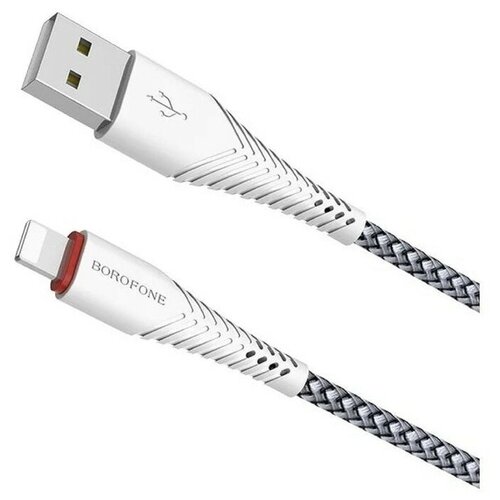 Кабель Borofone BX25, Lightning - USB, 2.4 А, 1 м, нейлоновая оплётка, белый