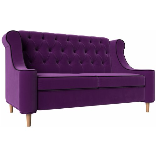 Прямой диван Бронкс, Микровельвет фиолетовый и черный