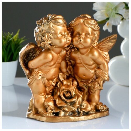 Хорошие сувениры Фигура "Ангел и Фея с розой" бронза 24х12х26см