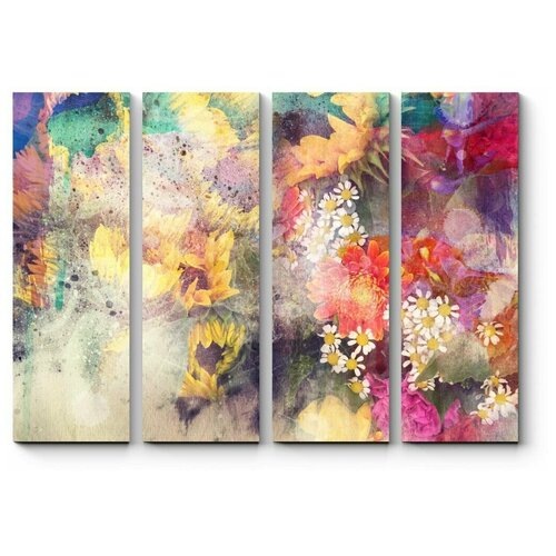 Модульная картина Подсолнухи и полевые цветы 110x83