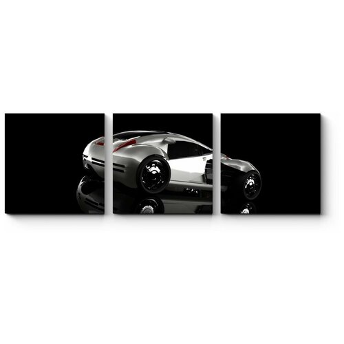 Модульная картина Концепт серебристого спортивного автомобиля160x53
