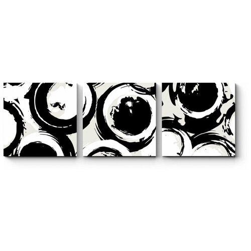 Модульная картина Белое в черный горошек 70x23