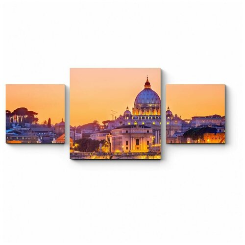 Модульная картина Собор Святого Петра в закатных красках, Рим 70x30