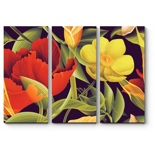 Модульная картина Необычные тропические цветы60x43