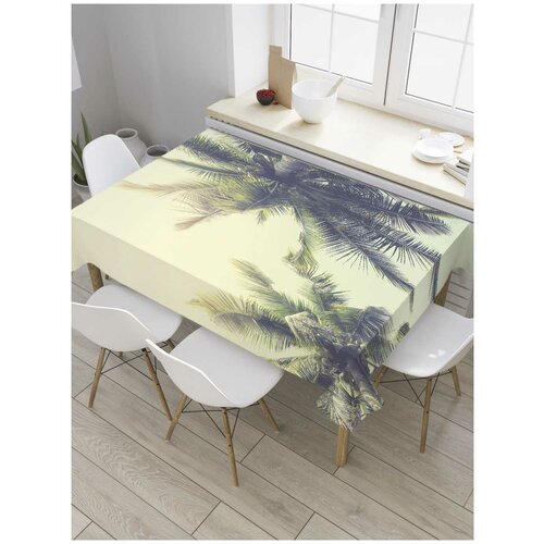 Скатерть прямоугольная JoyArty на кухонный стол "Макушки пальм" из оксфорда, 180x145 см