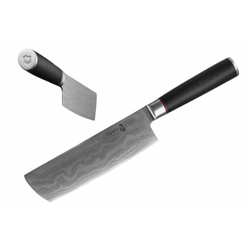 Нож кухонный профессиональный шинковочный Цай Дао, TUOTOWN, длина клинка 18 см, сталь ламинация VG10, рукоять G10