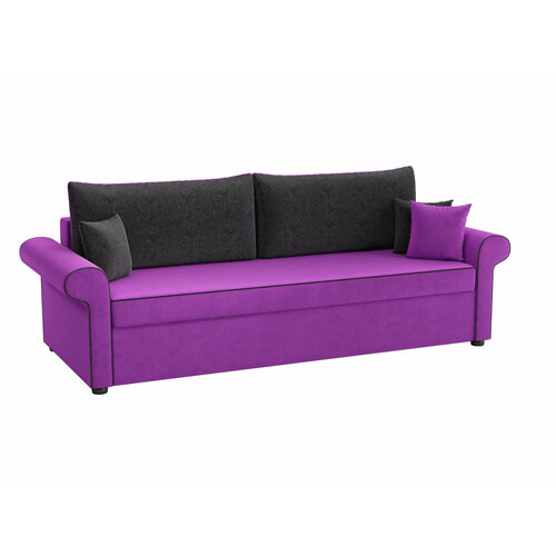 Artum Диван прямой Милфорд микровельвет фиолетовый с черными подушками