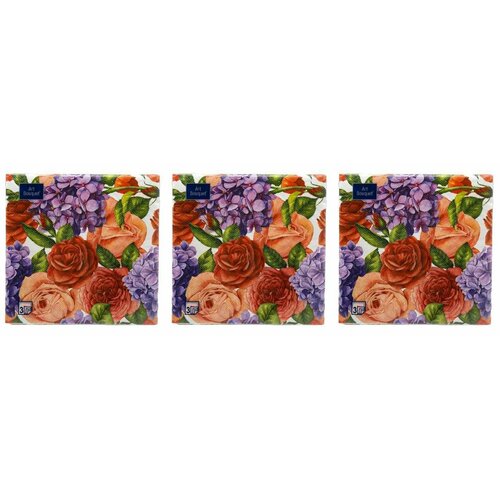 Bouquet Art Салфетки Прекрасные цветы, 3 слоя, 33 х 33 см, 20 шт/уп, 3 уп