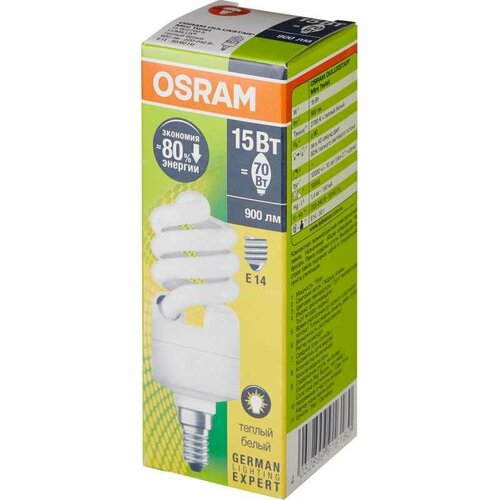Лампа энергосберегающая OSRAM DST MTW 15W/827 220-240V E14 4052899916180 (10 шт.)