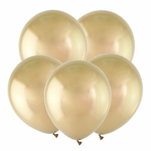 Набор воздушных шаров Золото, Хром, Зеркальный / Mirror Gold 18 дюймов (46 см), 25 штук, Веселуха