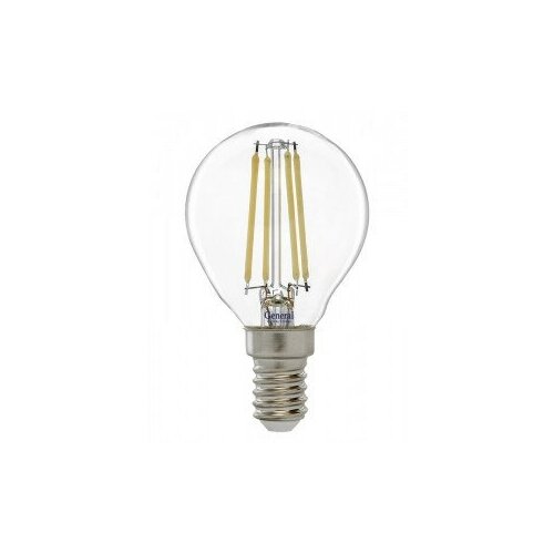 Светодиодная LED лампа General филамент Шар E14 15W 6500K 6K 35x98 (нитевидная) празрачнаяGLDEN-G45S-15-230-E14-2700 661430 (упаковка 10 штук)