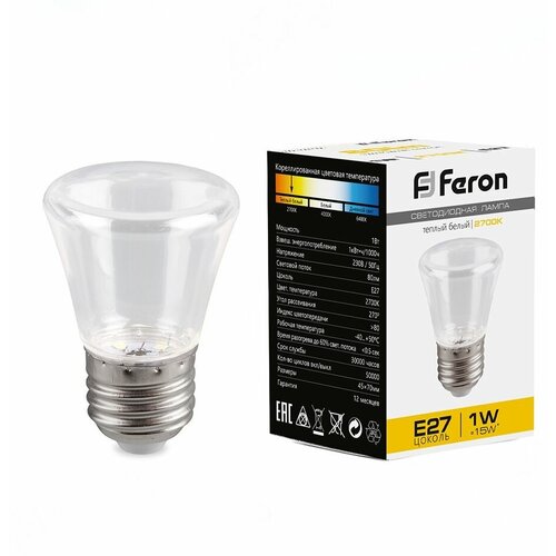 Лампа светодиодная Feron LB-372 25909, E27, 1 Вт, 2700 К