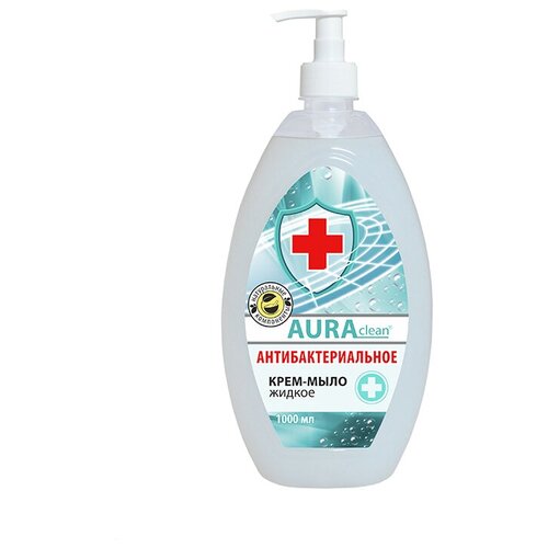 Aura clean крем-мыло жидкое Антибактериальное без аромата, 1 л, 1.06 кг