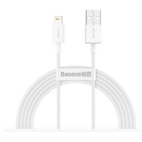 Кабель Baseus, Lightning- USB, 2.4 A, 1 м, белый