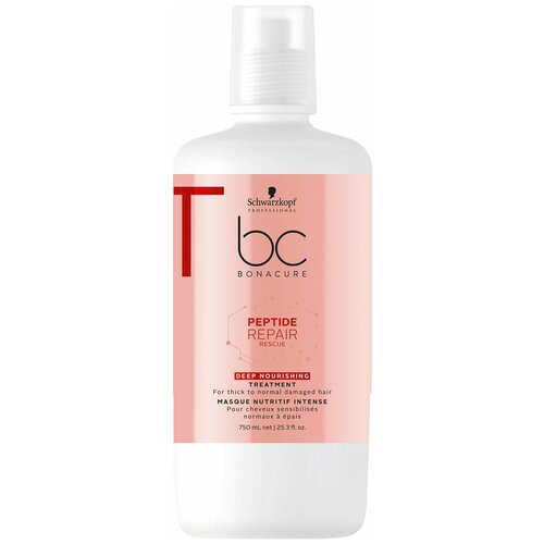 Schwarzkopf Professional Peptide Repair Rescue Deep Nourishing Маска для волос интенсивная питательная, 750 мл, бутылка