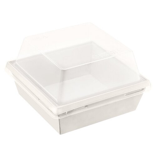 Упаковка для бенто-торта 11х11х8,5 с прозр. крышкой Белая OneClick 550/w