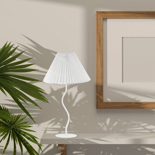 Светильник настольный , торшер интерьерный, декоративный с абажуром, цвет Белый+Белый, 220V 15W E27