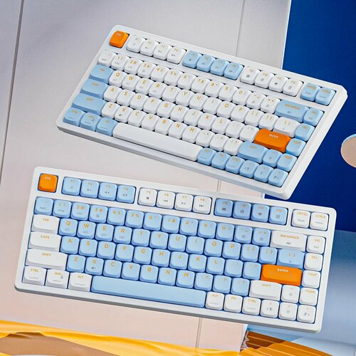 Беспроводная низкопрофильная механическая клавиатура AJAZZ x NACODEX 75% AK832 (английская раскладка), цвет бело-голубой