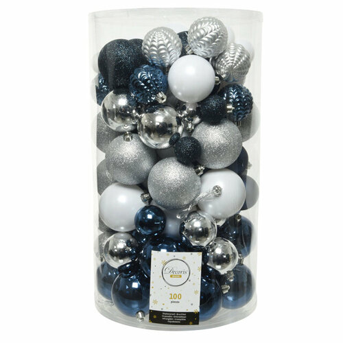 Kaemingk Набор пластиковых шаров Viva Grande: Полярная Ночь 4-8 см, 100 шт 029064