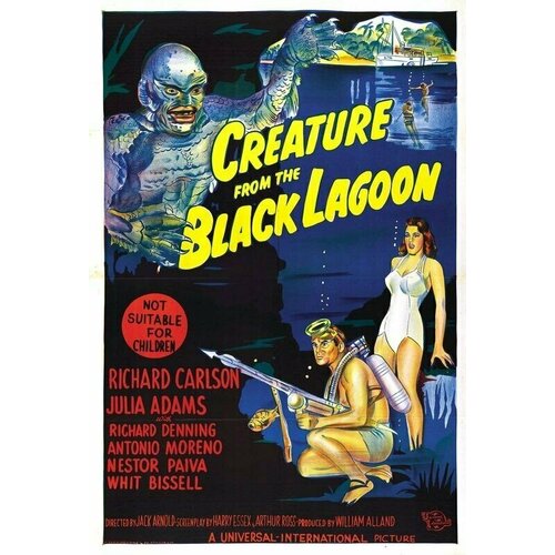 Плакат, постер на бумаге Создание из Чёрной лагуны (Creature from the Black Lagoon), Джек Арнольд. Размер 21 х 30 см