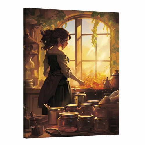 Интерьерная картина 50х70 "Ведьма и ее удивительная кухня"