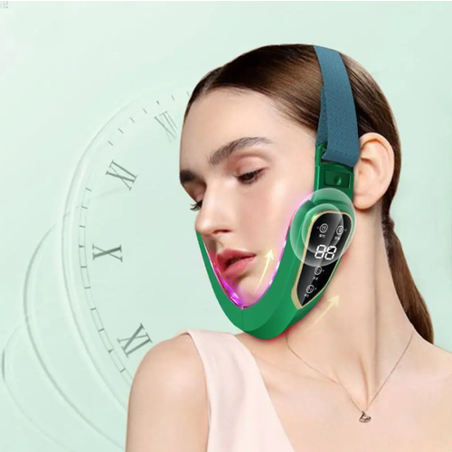 Светодиодный Лифтинг массажер для лица, для подтяжки щек и лица, терапевтический Бандаж для похудения, темно зеленый