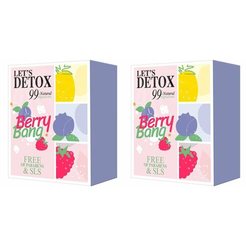 Body Boom LETS DETOX Подарочный набор женский BERRY BANG Гель для душа BERRY MIX 200 мл + Пена для ванн TROPICAL BUBBLES 200 мл - 2 упаковки