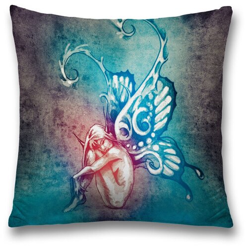 Наволочка декоративная на молнии, чехол на подушку JoyArty "Женственная бабочка" 45х45 см