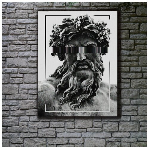 Интерьерная картина "Зевс" на натуральном хлопковом холсте, большая, для интерьера, на стену, на подрамнике, размер 50 на 80 / 50х80см