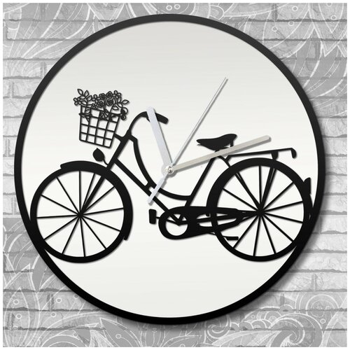 Настенные часы деревянные бесшумные Велосипед - 168