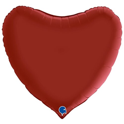 Шар (36'/91 см) Сердце, Рубиновый, Сатин, 1 шт.