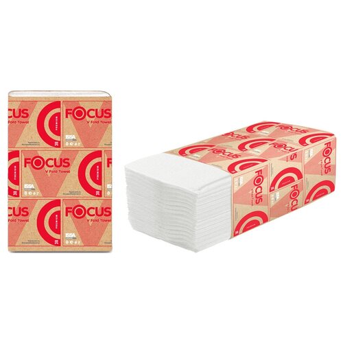 Полотенца бумажные лист. Focus Premium (V-сл) 2-слойные, 200л/пач, 23*20см, белые, 15 штук