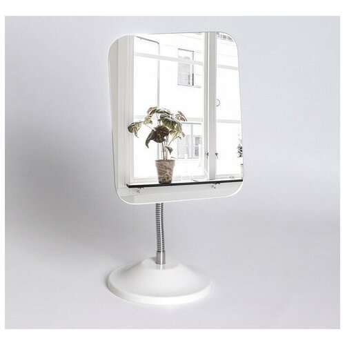 Зеркало настольное, на гибкой ножке, зеркальная поверхность 13,5 х 16,3 см, цвет белый
