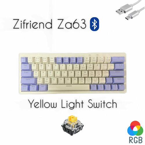 Игровая Механическая Клавиатура ZA63 (Yellow Switch) блютуз - Type-C