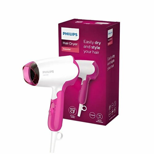 Фен для волос компактный Philips BHD003/00, 1400 Вт.
