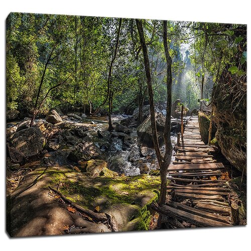 Картина Уютная стена "Тропический лес с деревянным мостом" 80х60 см