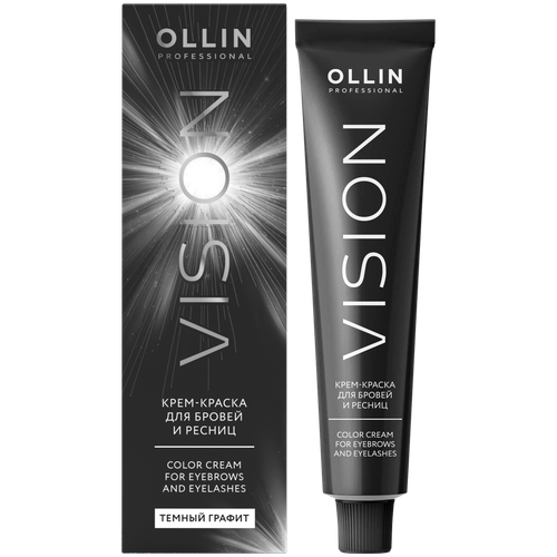 OLLIN Professional Крем-краска для бровей и ресниц + салфетки под ресницы Vision, Тёмный графит, 20 мл, 20 г, 1 уп.
